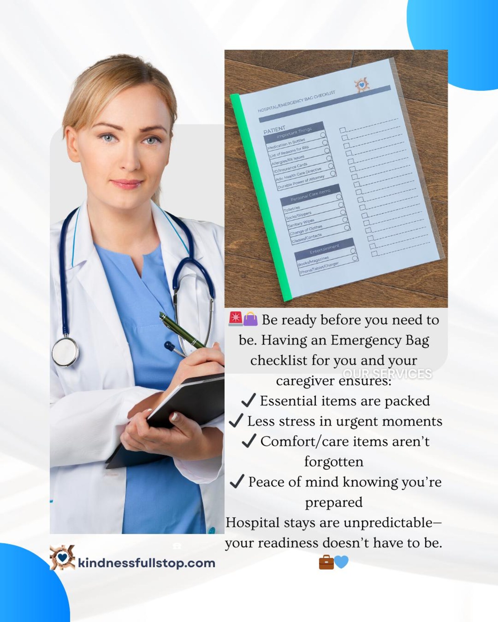 Hospital.emergency Bag Checklist - Etsy