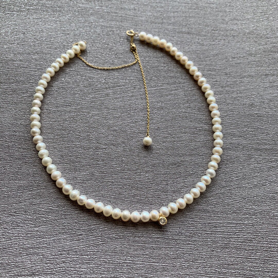 Choker 14k or rempli 6mm petit collier de perles, choker perle rose ...