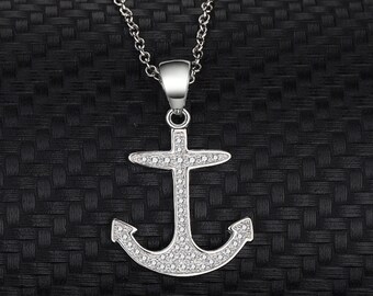 Diamond Anchor Pendant - Etsy