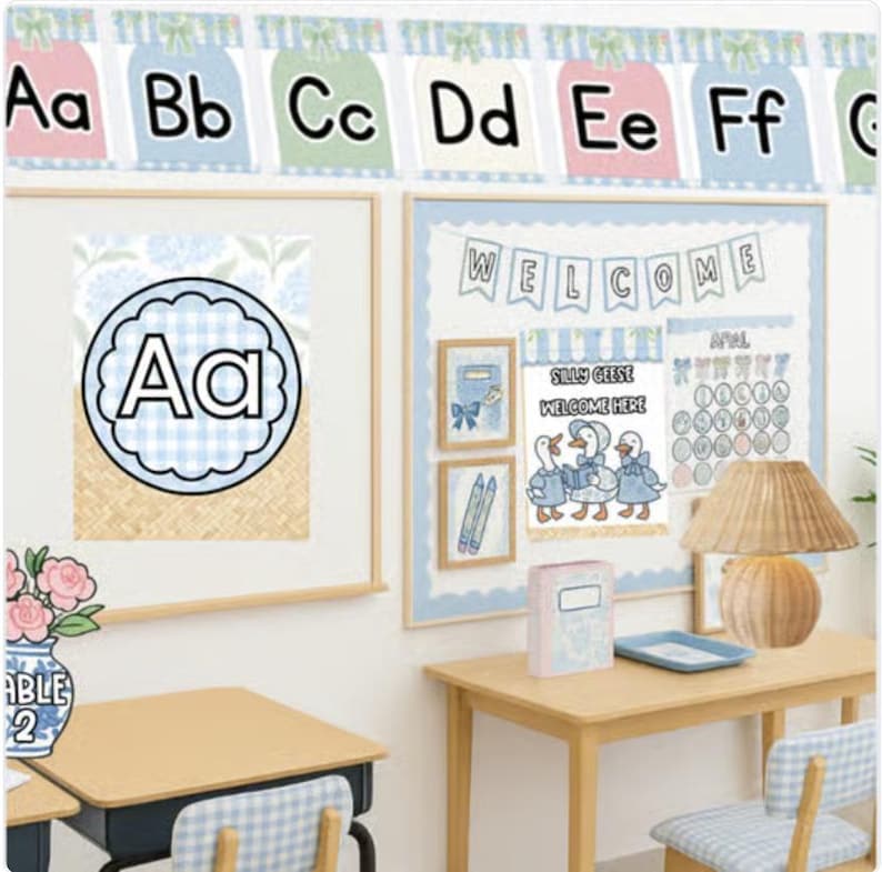Goose & Gingham Classroom Decor | Grandmillennial Alphabet Posters - Etsy
