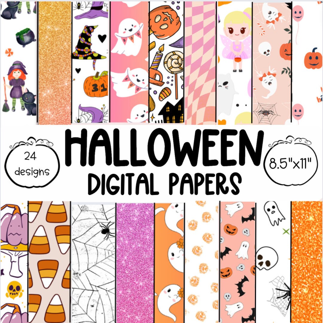 20 Cute Halloween Themed Digital Papers, Seamless Commercial Use ...