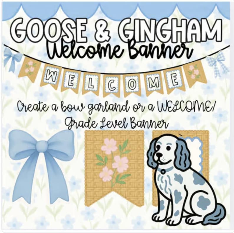 Goose and Gingham Grandmillennial Bow Welcome Banner | Coquette ...