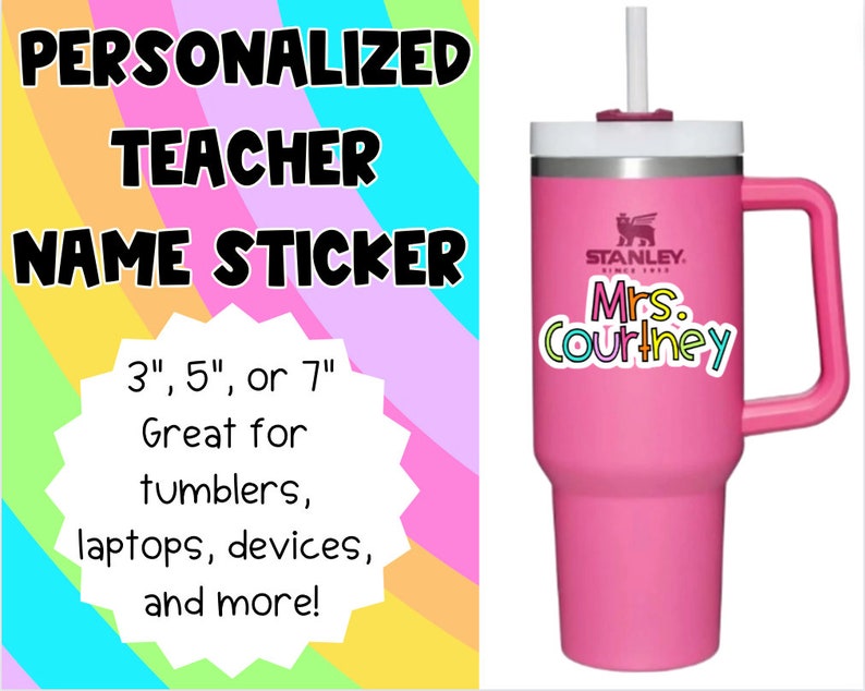 Personalized Teacher Name Sticker Custom Teacher Sticker - Etsy