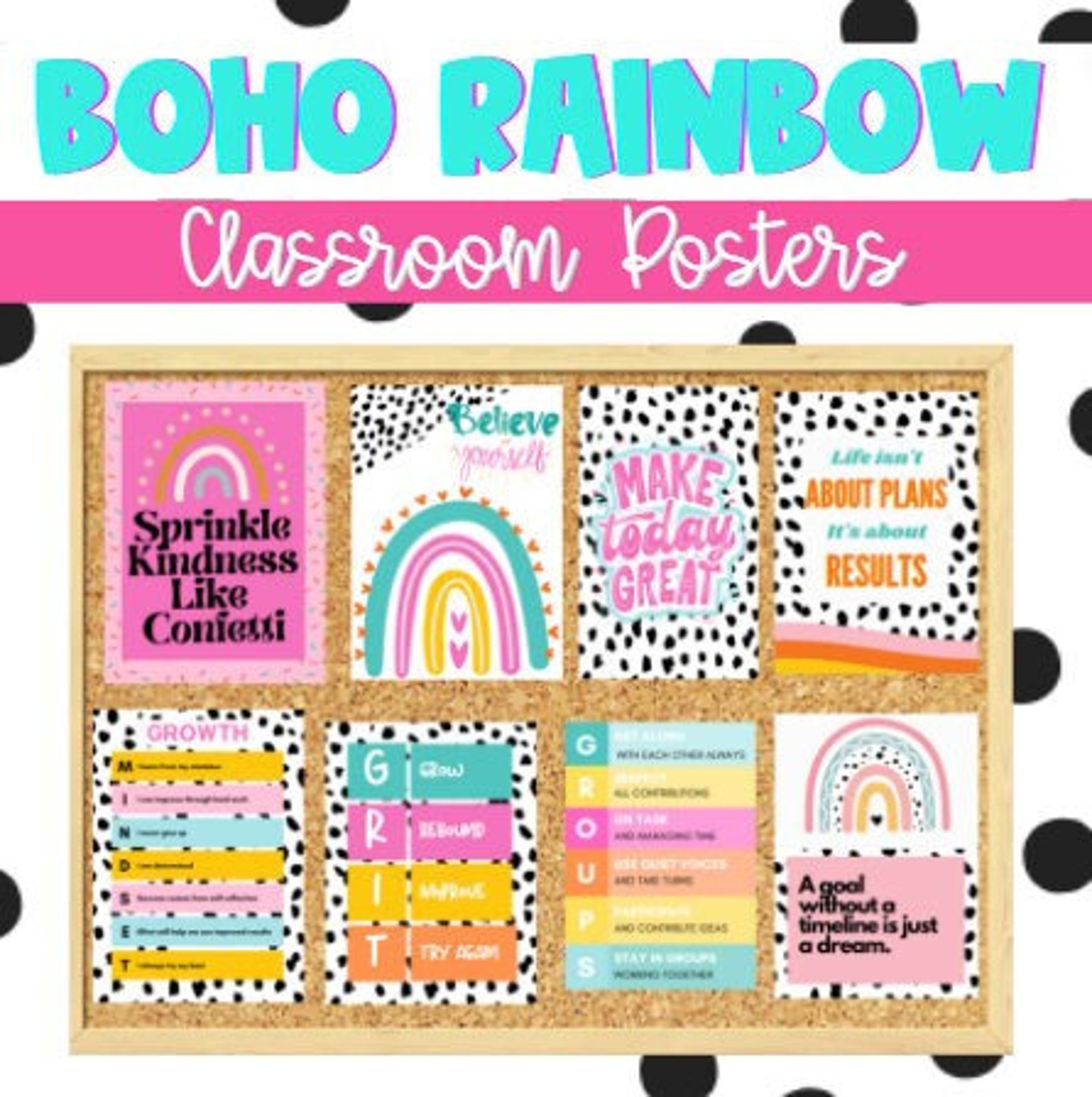 Boho Rainbow Growth Mindset Posters - Etsy