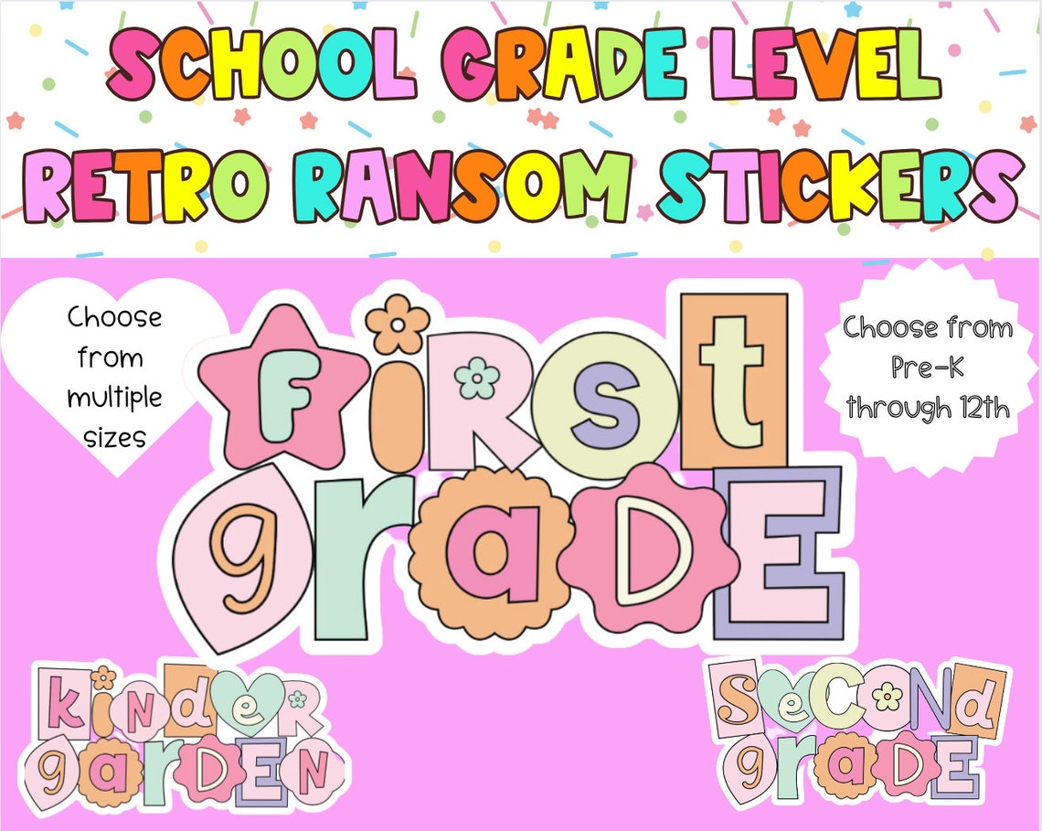 Retro Grade Level Stickers Back to School Teacher Student - Etsy
