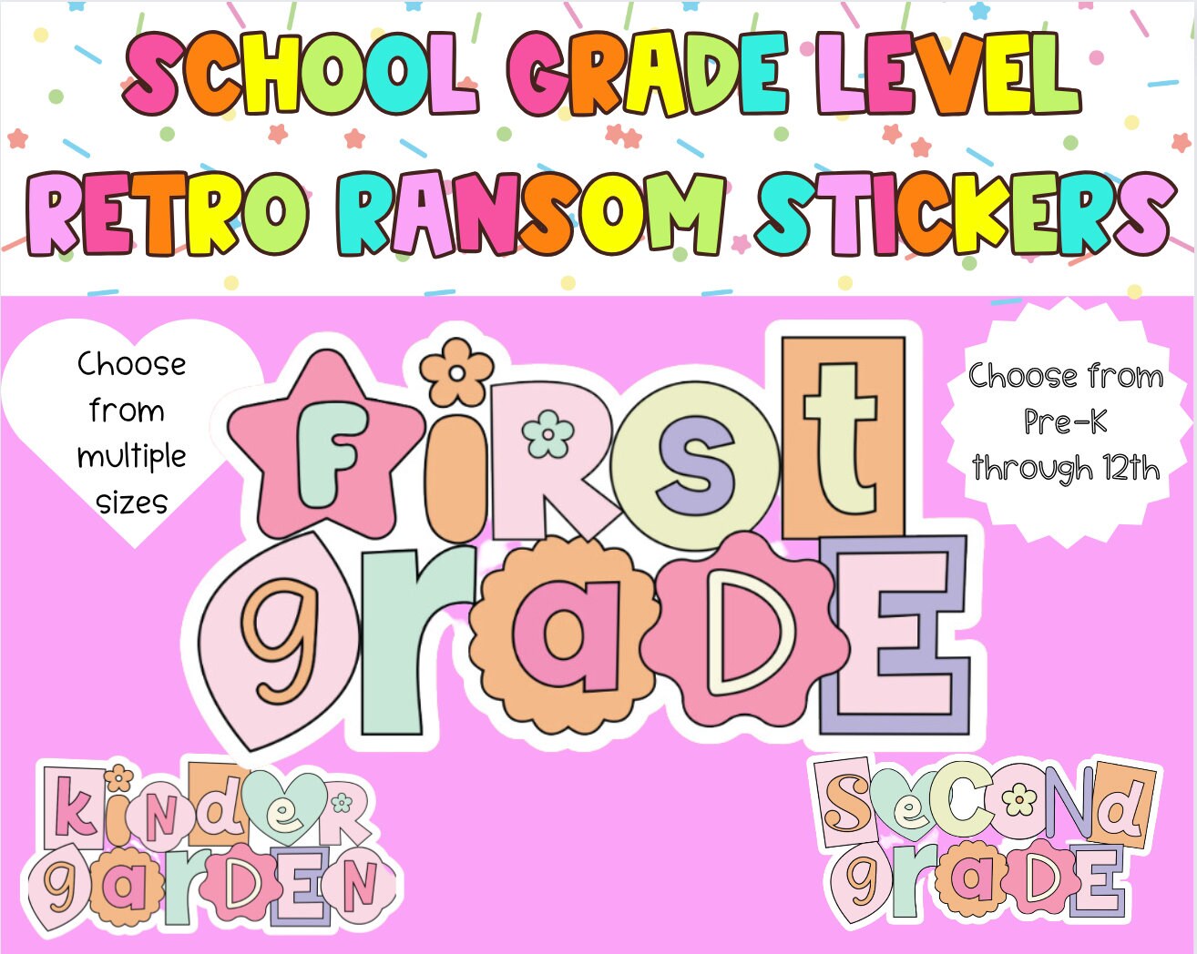 Retro Grade Level Stickers Back to School Teacher Student - Etsy
