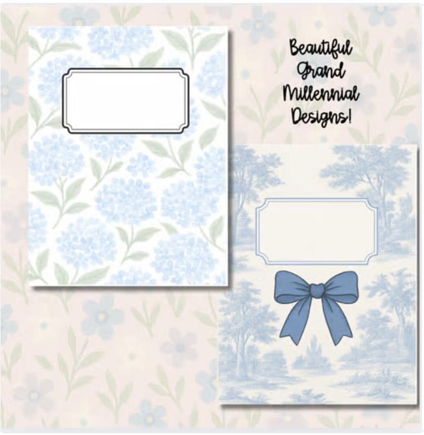 Goose & Gingham Binder Notebook Covers and Spine Labels Grandmillennial ...