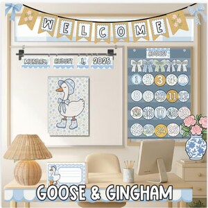 Goose & Gingham Classroom Decor Bundle | Grandmillennial Coquette Theme ...