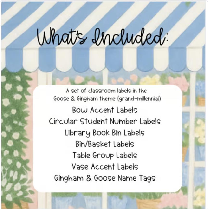 Goose & Gingham Classroom Labels Bundle | Grandmillennial Coquette ...