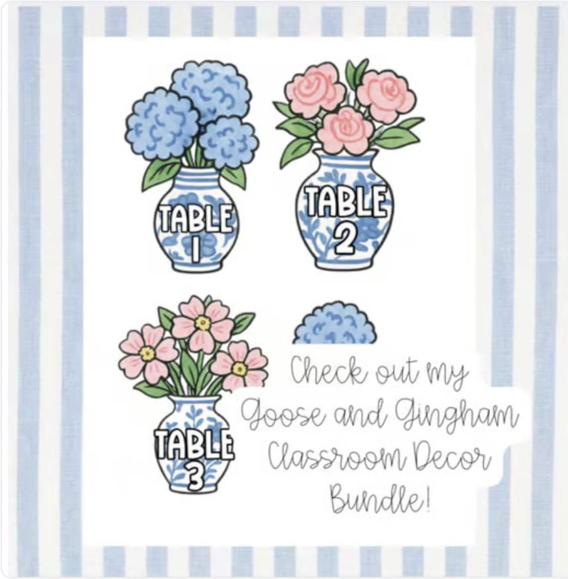 Goose & Gingham Classroom Labels Bundle | Grandmillennial Coquette ...