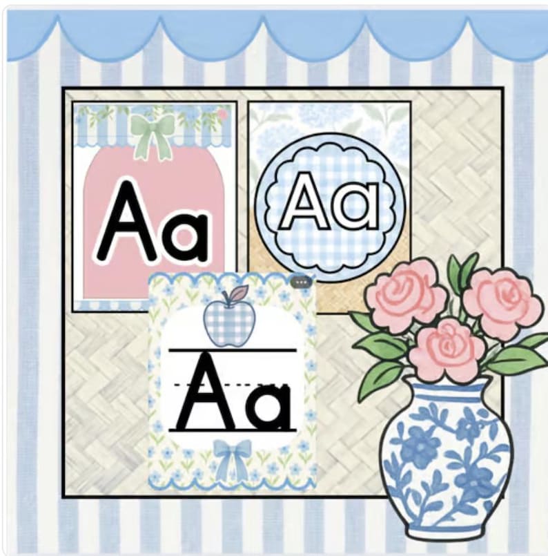 Goose & Gingham Classroom Decor | Grandmillennial Alphabet Posters - Etsy