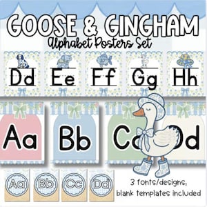 Goose & Gingham Classroom Decor | Grandmillennial Alphabet Posters - Etsy
