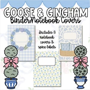 Goose & Gingham Binder Notebook Covers and Spine Labels Grandmillennial ...