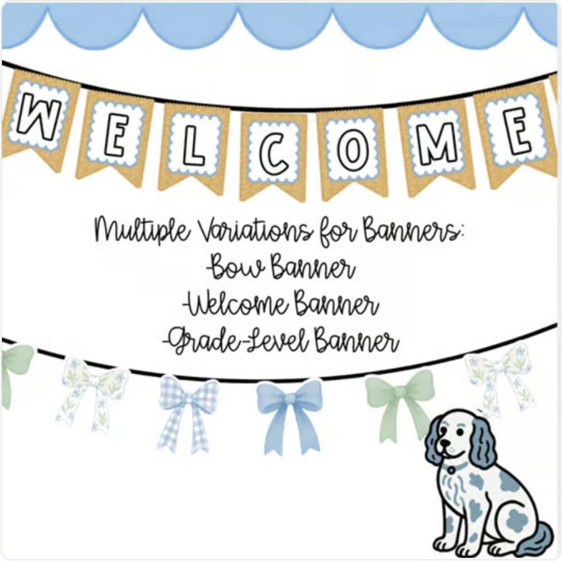 Goose and Gingham Grandmillennial Bow Welcome Banner | Coquette ...
