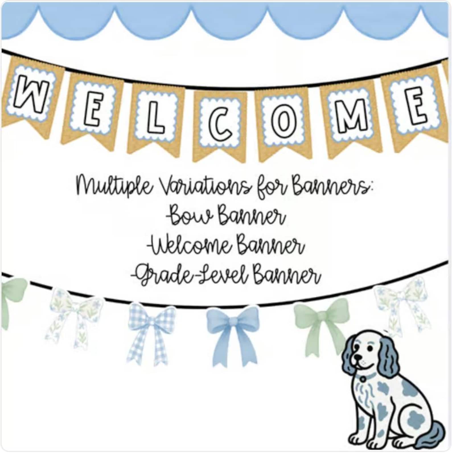 Goose and Gingham Grandmillennial Bow Welcome Banner | Coquette ...