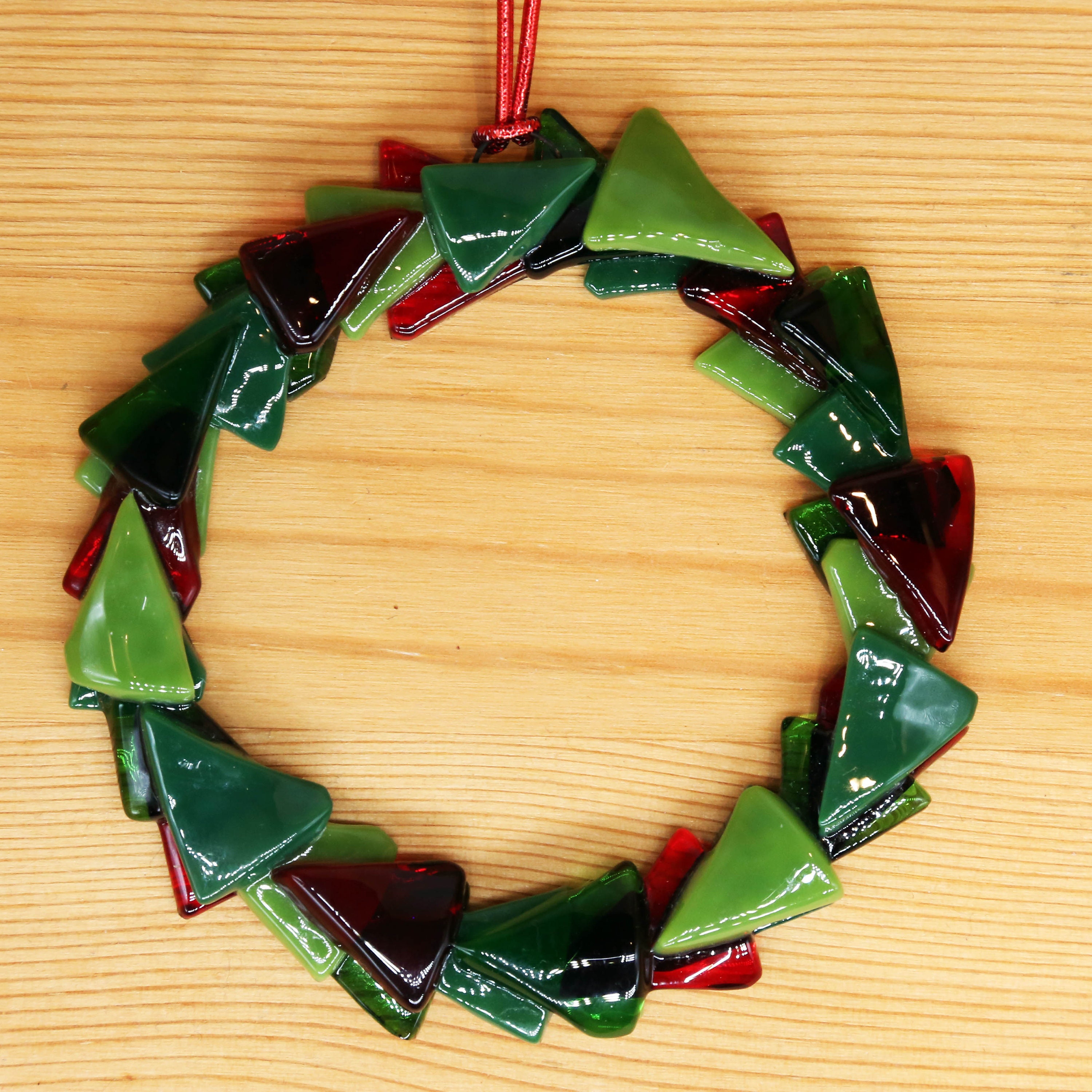 Fused Glass Wreath, Christmas Tree Decoration, Wreath, Holly Wreath ...