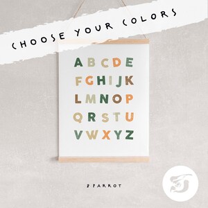 ALPHABET Poster Nursery Decor Print ABC Wall Art Kids Room Digital ...