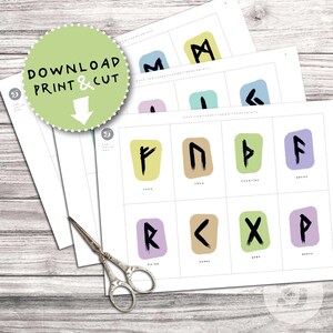 RUNE CARDS Viking Scandinavian Old Norse Futhark Digital Printable DIY ...