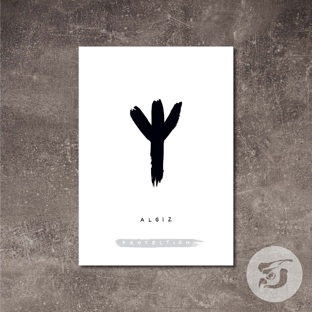 ALGIZ Protection Viking Scandinavian Old Norse Futhark Rune Symbol ...
