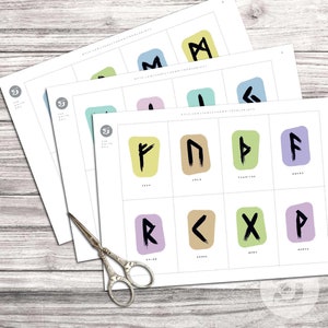 RUNE CARDS Viking Scandinavian Old Norse Futhark Digital Printable DIY ...