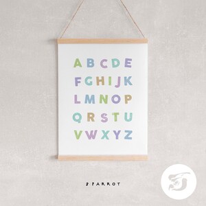ALPHABET Poster Nursery Decor Print ABC Wall Art Kids Room Digital ...