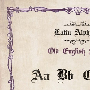 ANTIQUE LATIN ALPHABET Poster Old English Script Blackletter Gothic ...