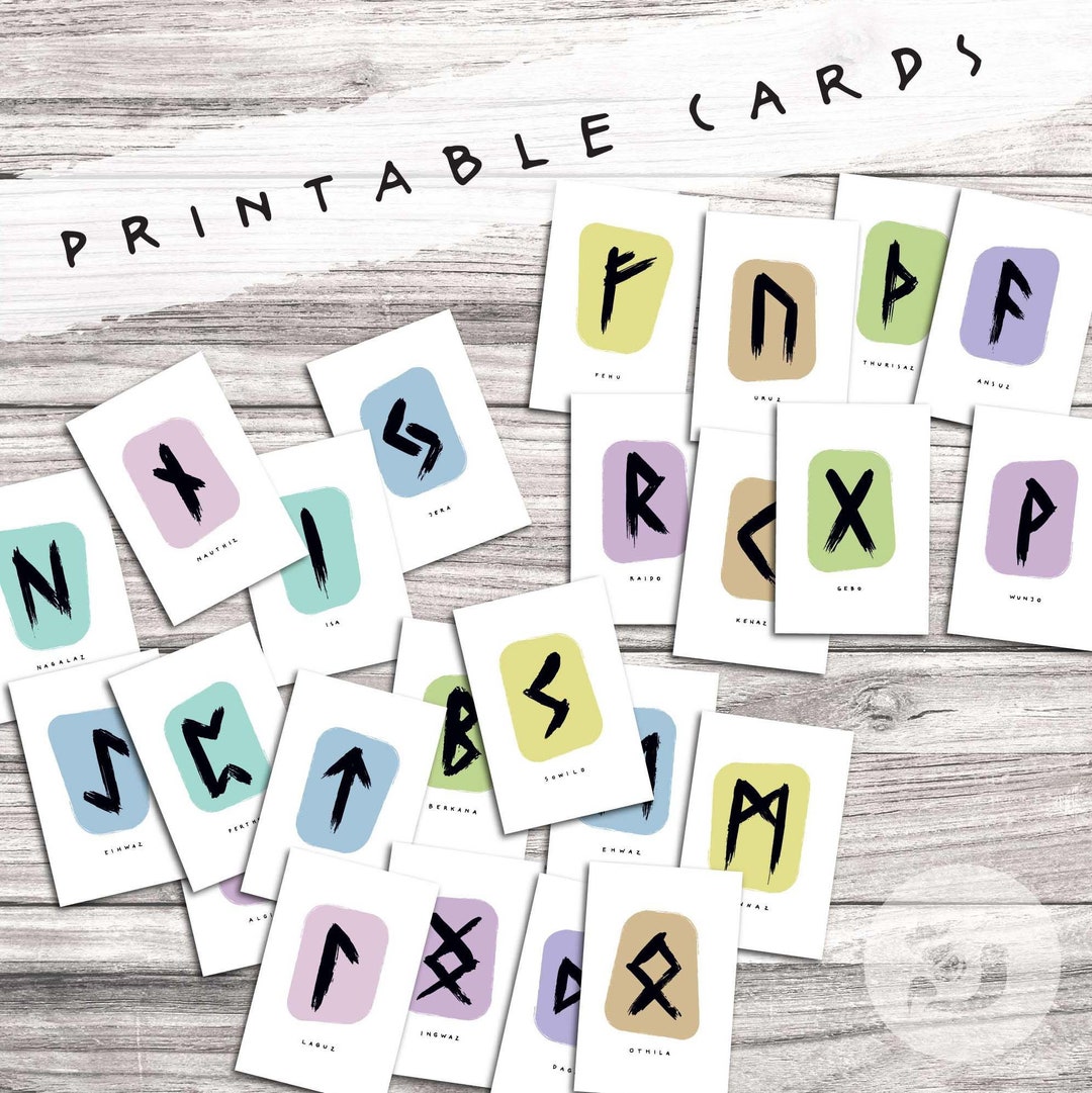 RUNE CARDS Viking Scandinavian Old Norse Futhark Digital Printable DIY ...
