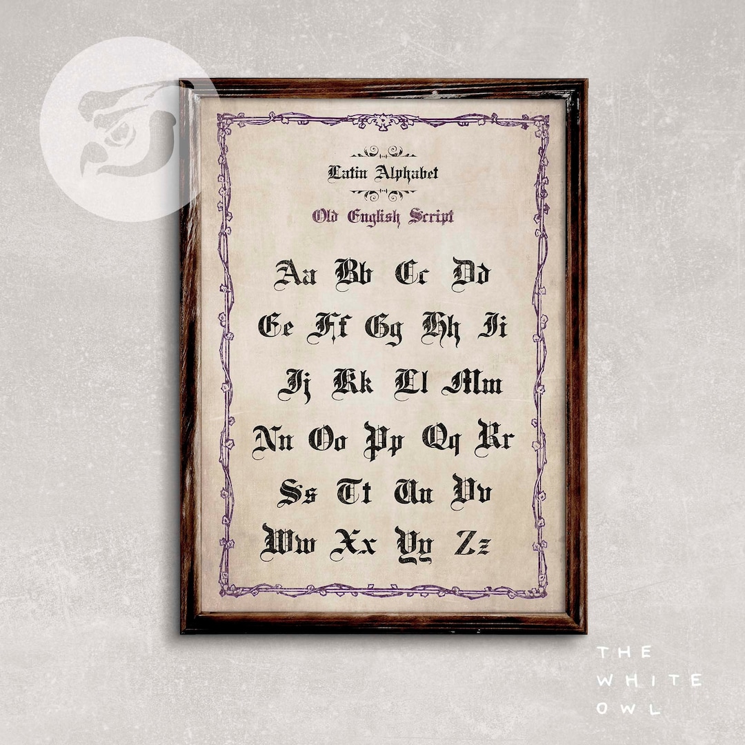 ANTIQUE LATIN ALPHABET Poster Old English Script Blackletter Gothic ...