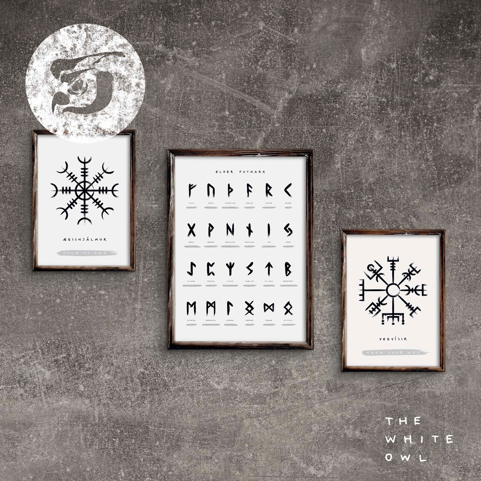 RUNES Poster ÆGISHJÁLMUR VEGVÍSIR Set of 3 Digital | Etsy