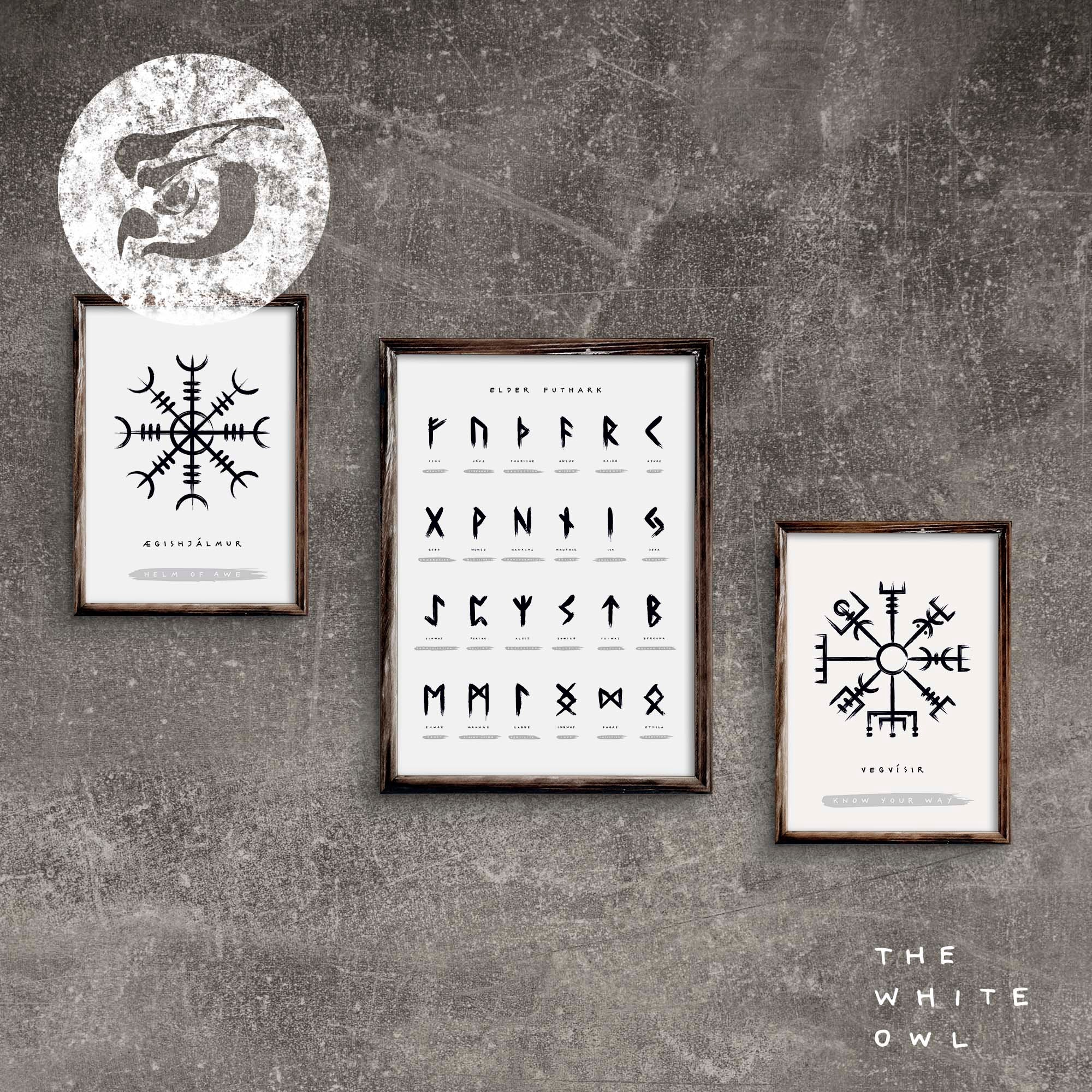 RUNES Poster ÆGISHJÁLMUR VEGVÍSIR Set of 3 Digital | Etsy