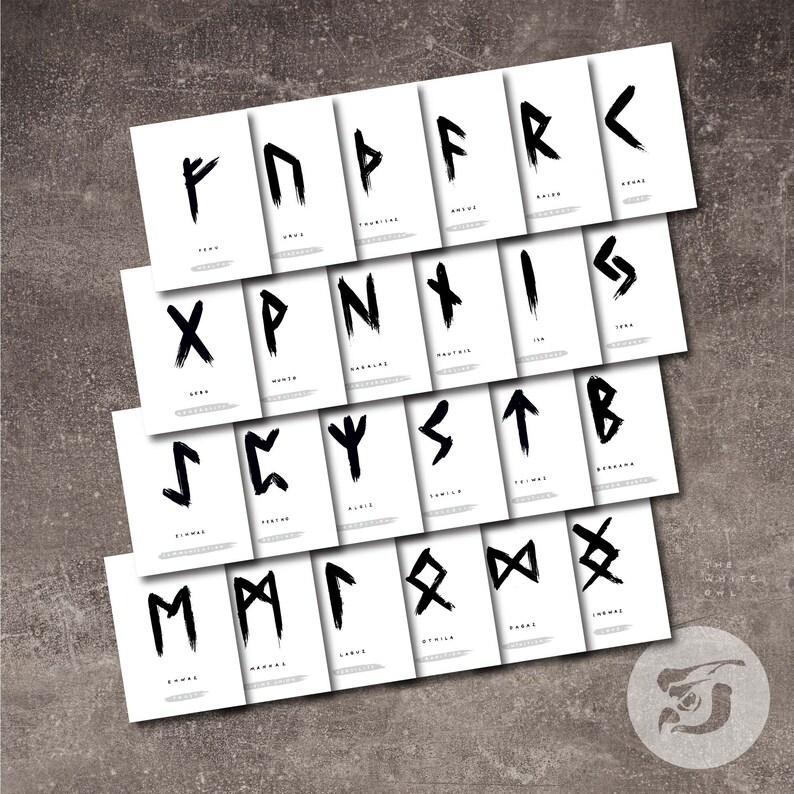 RUNE PRINTS Full Set of 24 Runes Viking Scandinavian Elder | Etsy