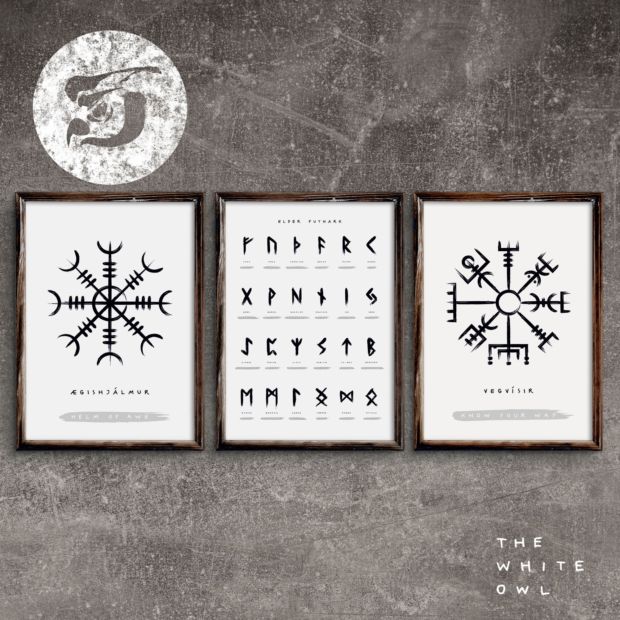 RUNES Poster ÆGISHJÁLMUR VEGVÍSIR Set of 3 Digital | Etsy