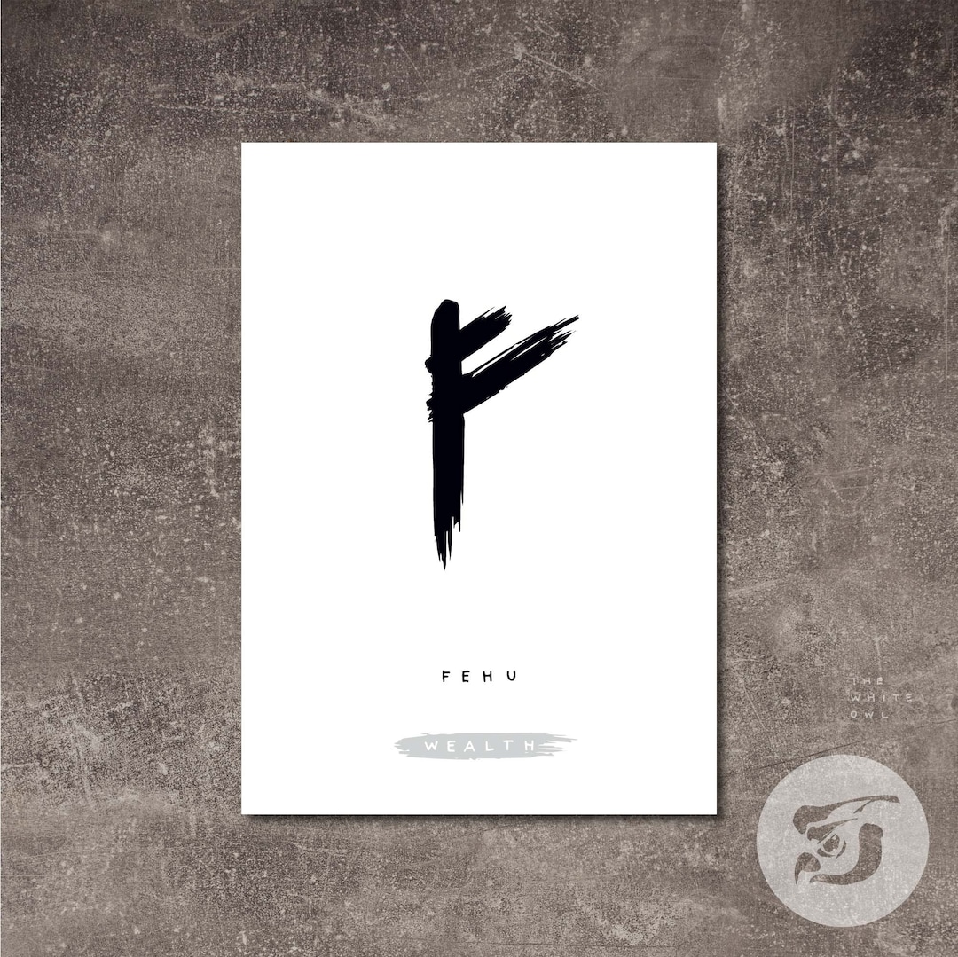 FEHU Wealth Viking Scandinavian Old Norse Futhark Rune Symbol Printable ...