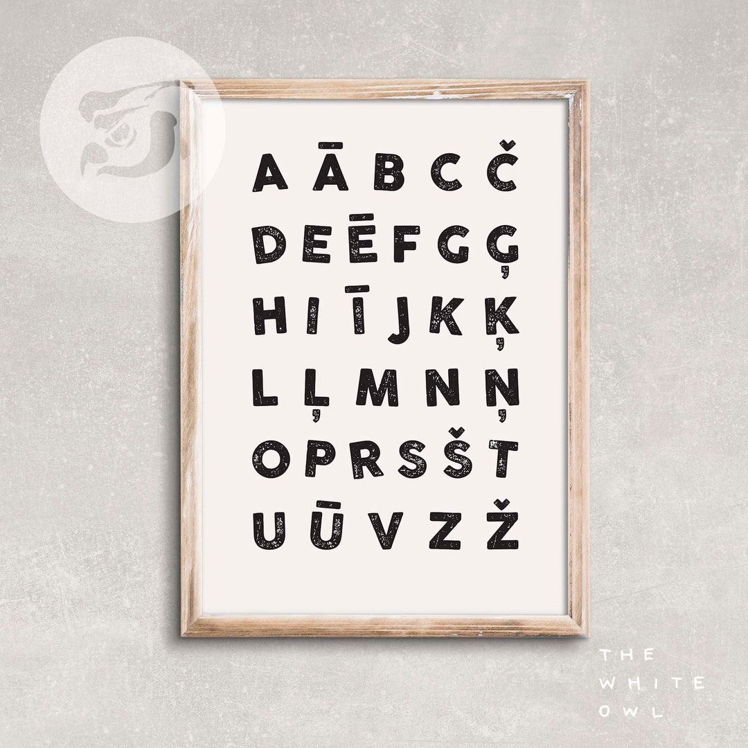 LATVIAN ALPHABET Poster Latviešu Alfabēts ABC Digital Printable ...