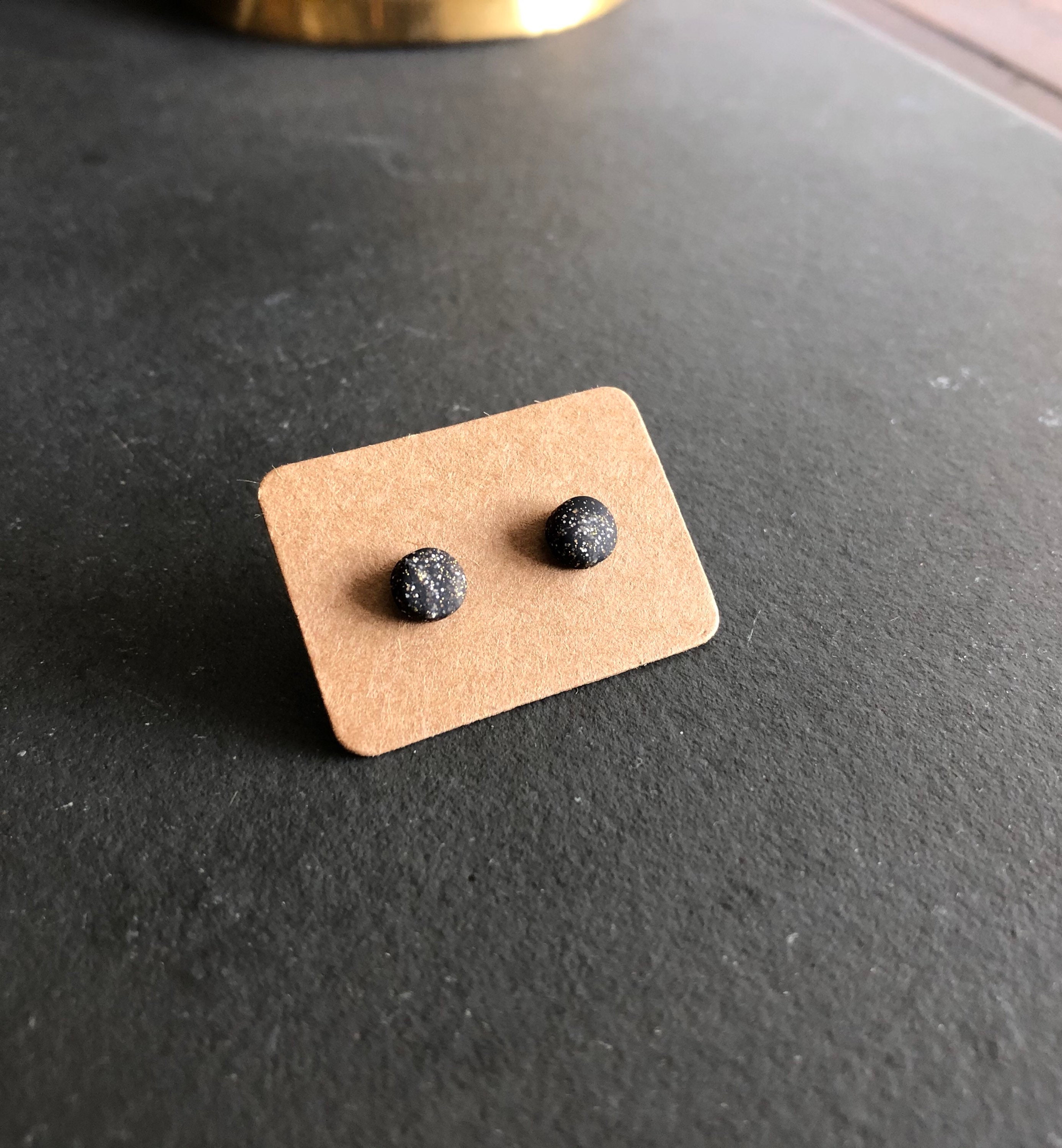 Mini Tiny Black Milky Way Polymer Clay Dot Sterling Silver Rainbow ...