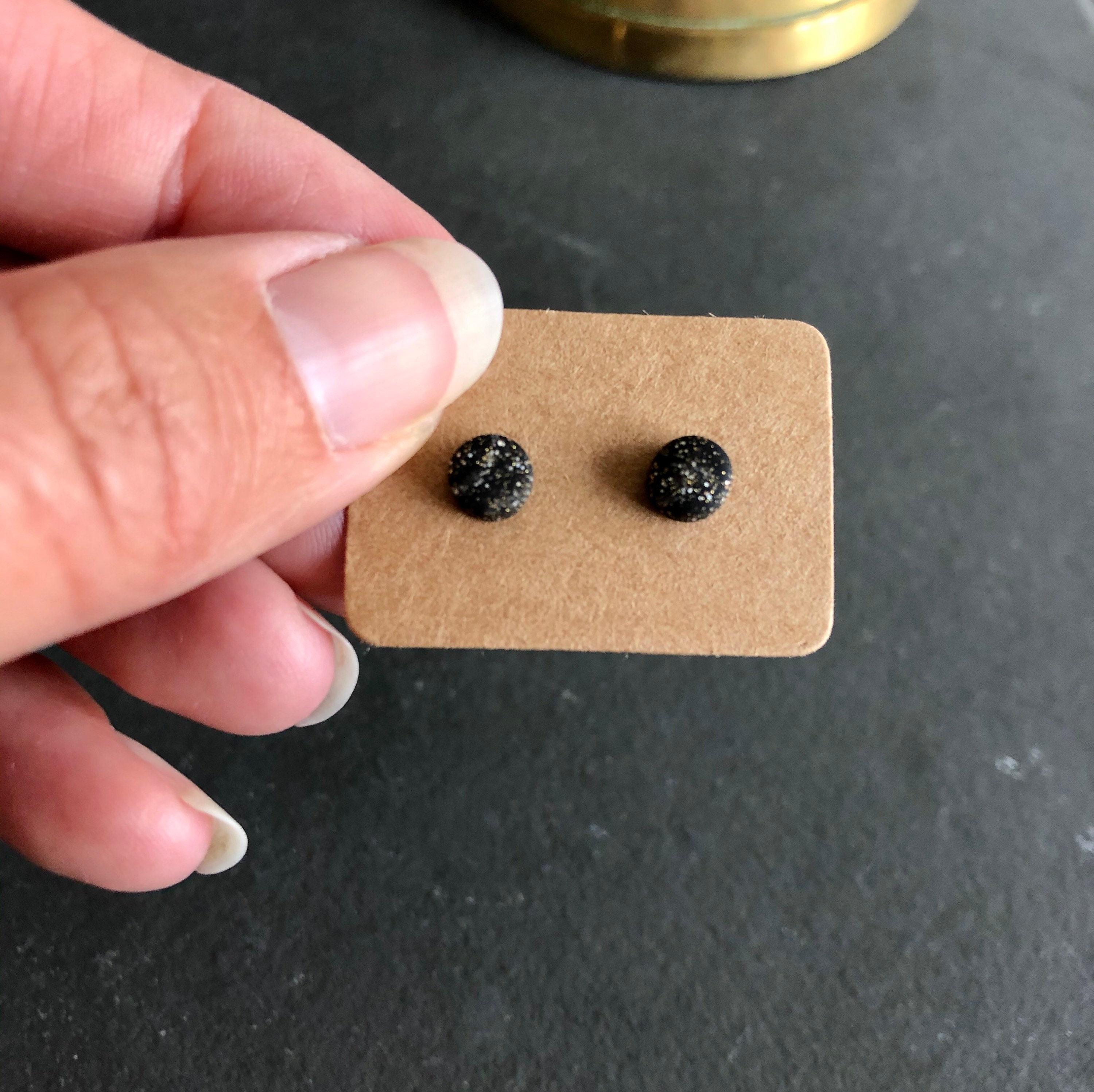 Mini Tiny Black Milky Way Polymer Clay Dot Sterling Silver Rainbow ...