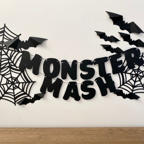 MONSTER MASH party Banner-halloween Decor-glitter - Etsy