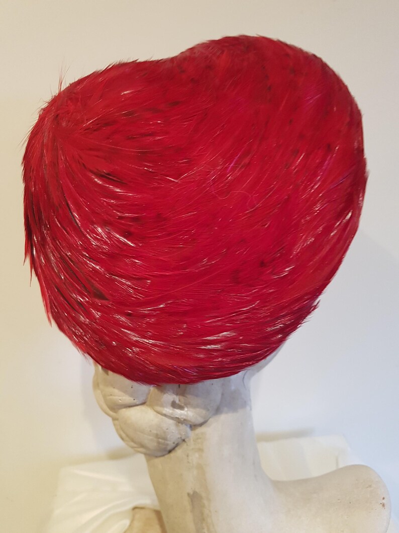 Vintage 50s/60s Womens Red Feather Cone Hat - Etsy