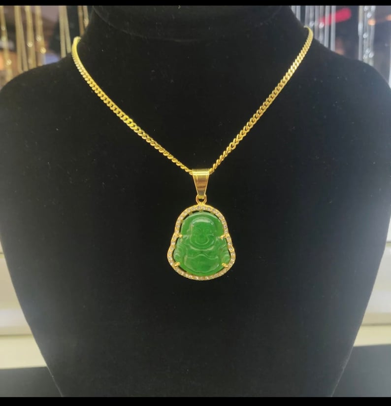 14kt Gold Finish Buddha Charm+chain - Etsy