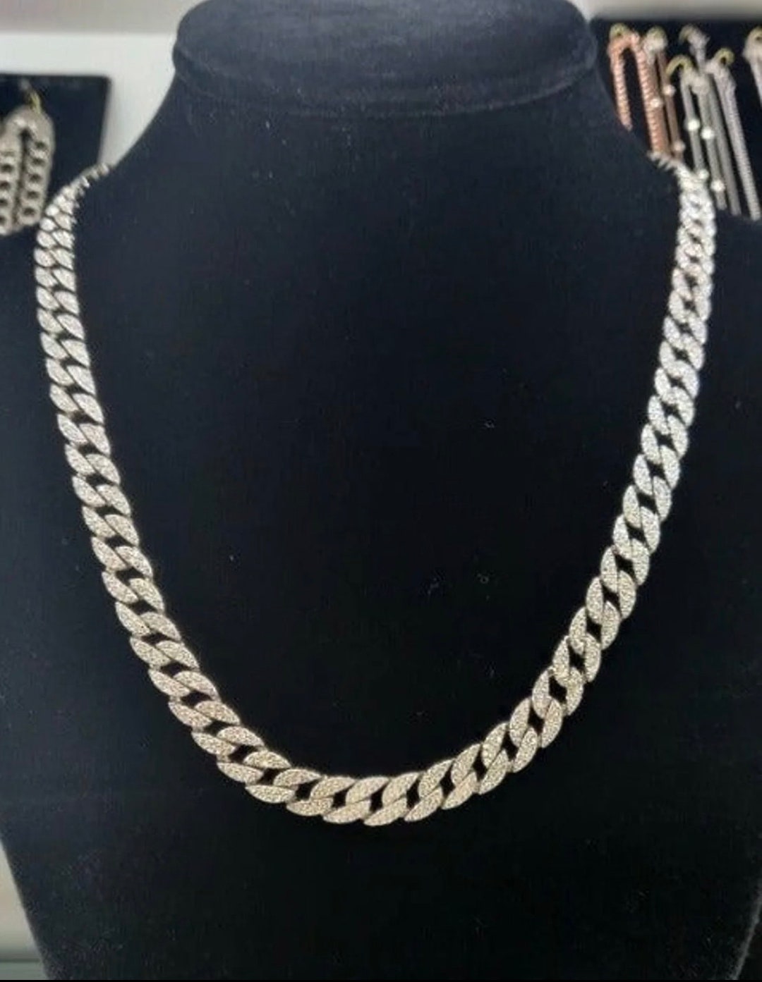 18 925 Silver Iced Out Cuban Chain - Etsy