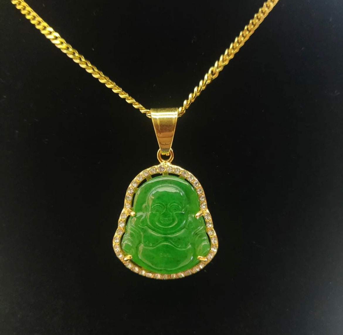 14kt Gold Finish Buddha Charm+chain - Etsy