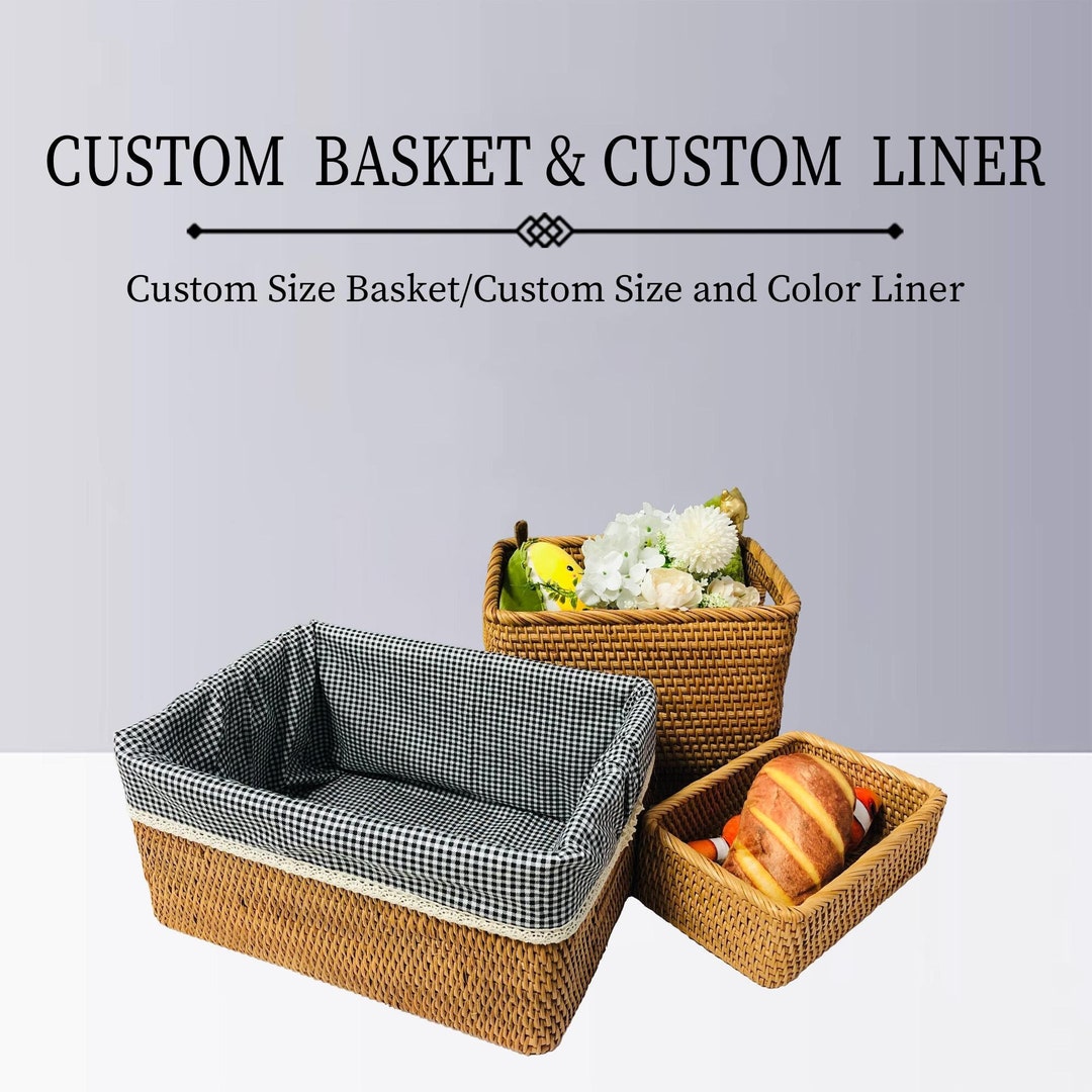 Natural Rattan Custom Size Basket With Liner,rattan Woven Basket ...