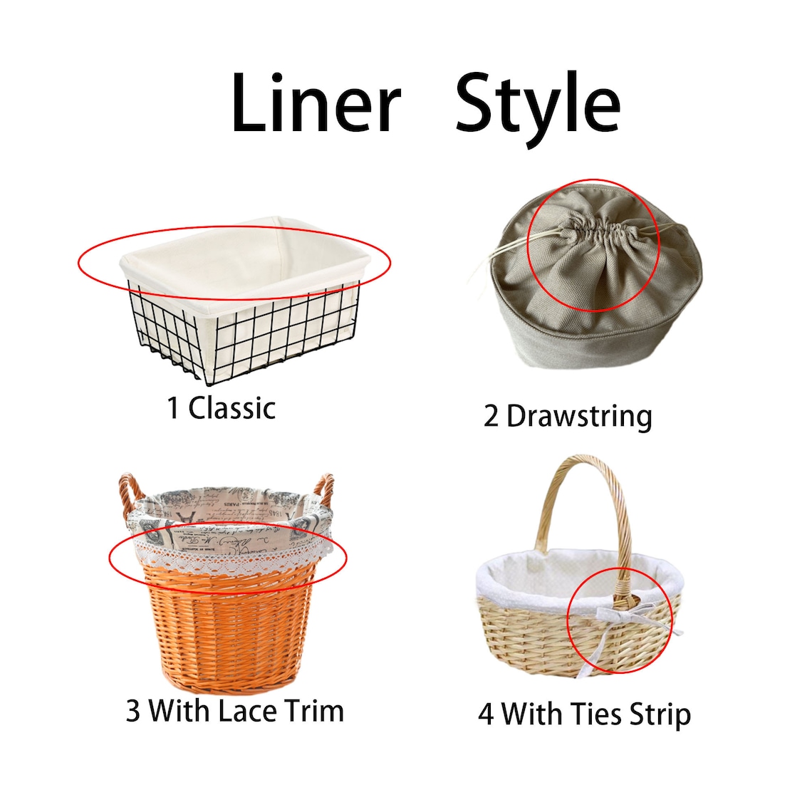 Retro Style Custom Size Fabric Liners for Any Basket of Shape and ...