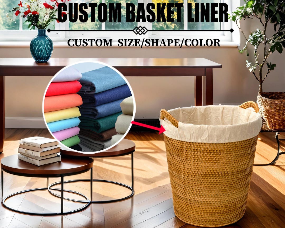 Custom Size Solid Color Laundry Basket Fabric Liners for Any Basket ...