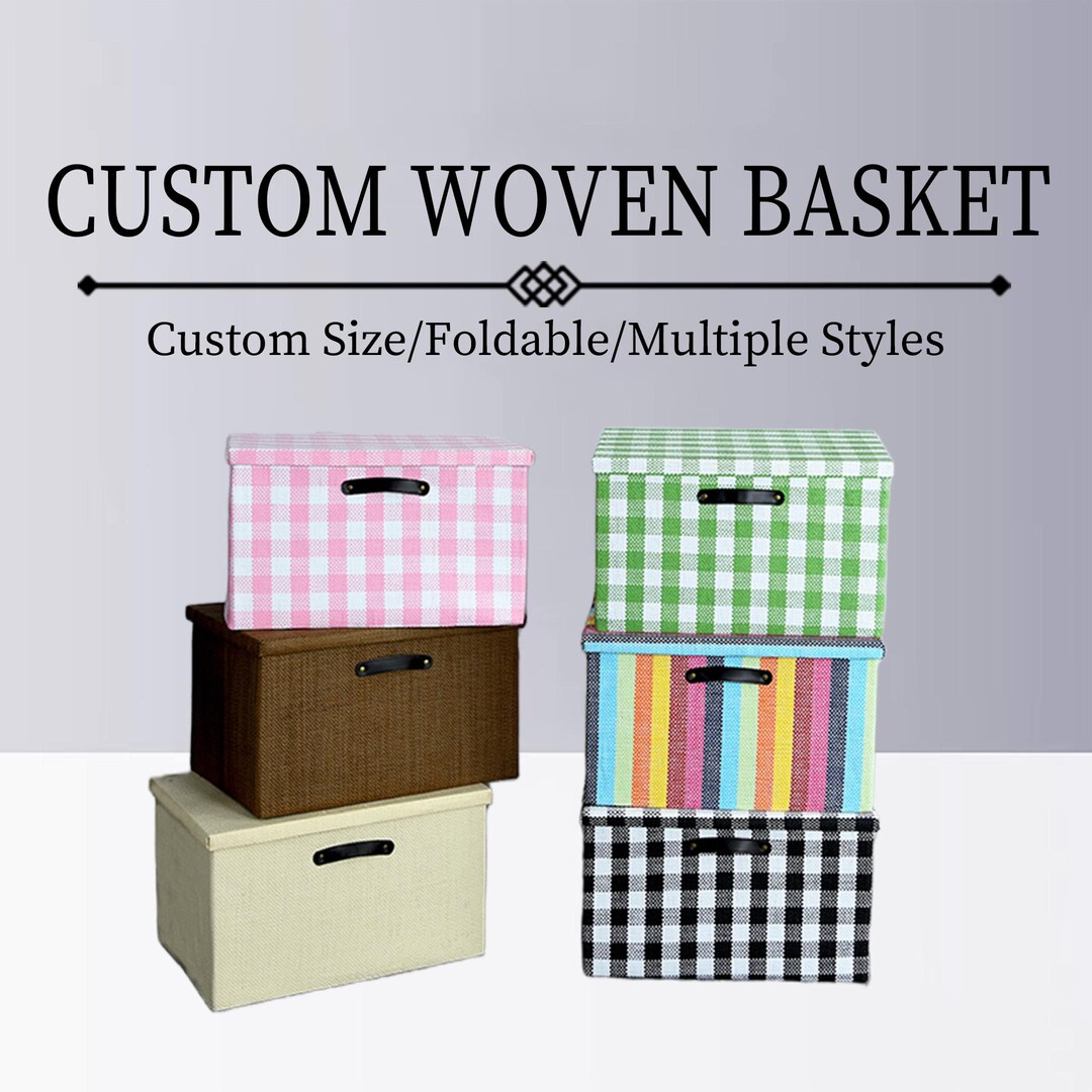 Foldable Custom Size Woven Basket With Lid and Handle,toy Storage ...