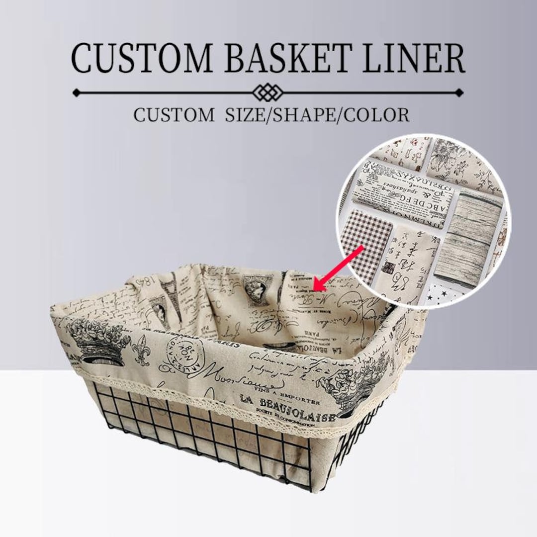 Custom Size Retro French Style Fabric Liners for Any Basket of Shape ...