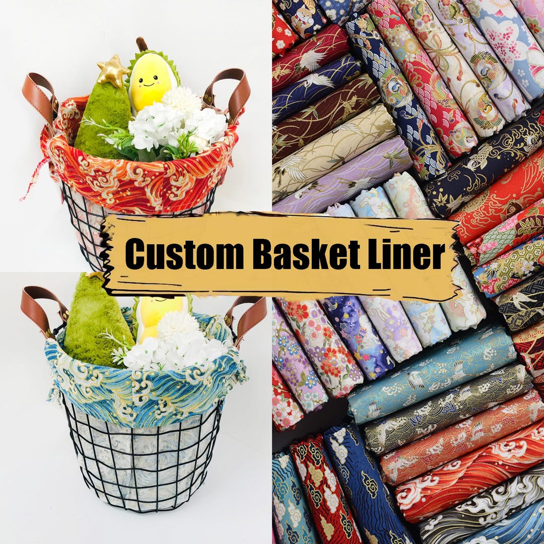 Retro Style Custom Size Fabric Liners for Any Basket of Shape and ...