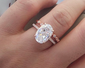 Oval Wedding Ring Set | Etsy