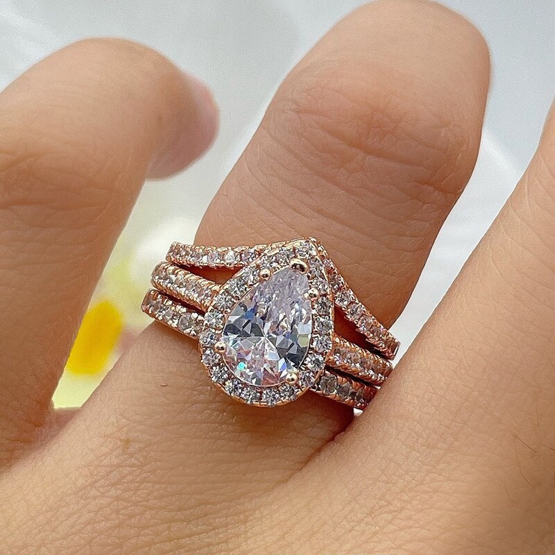 Rose Gold Teardrop Ring - Etsy