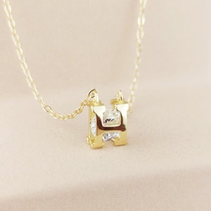 14k Gold H Letter Necklace, Gold Initial Pendant Necklace, Dainty Gold ...